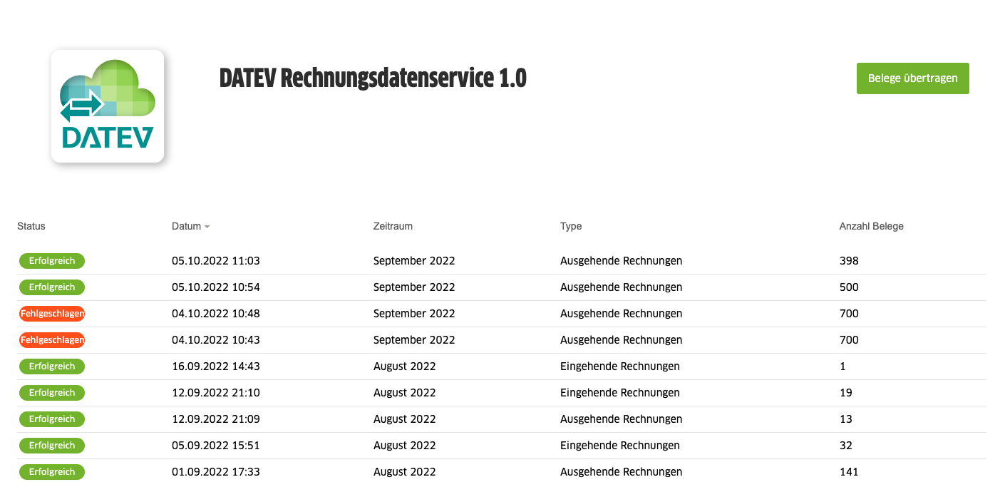 DATEV Rechnungsdatenservice 1.0 (ehem. DATEVconnect Online) – FastBill Support